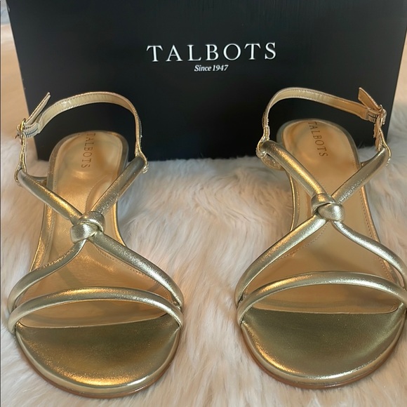 Talbots | Shoes | Talbots Gold Metallic Elena Knot Leather Sandal ...
